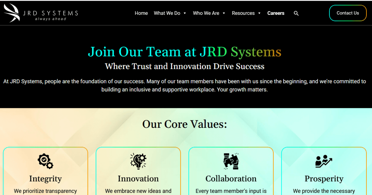 Careers at JRD Systems | Join Our Team